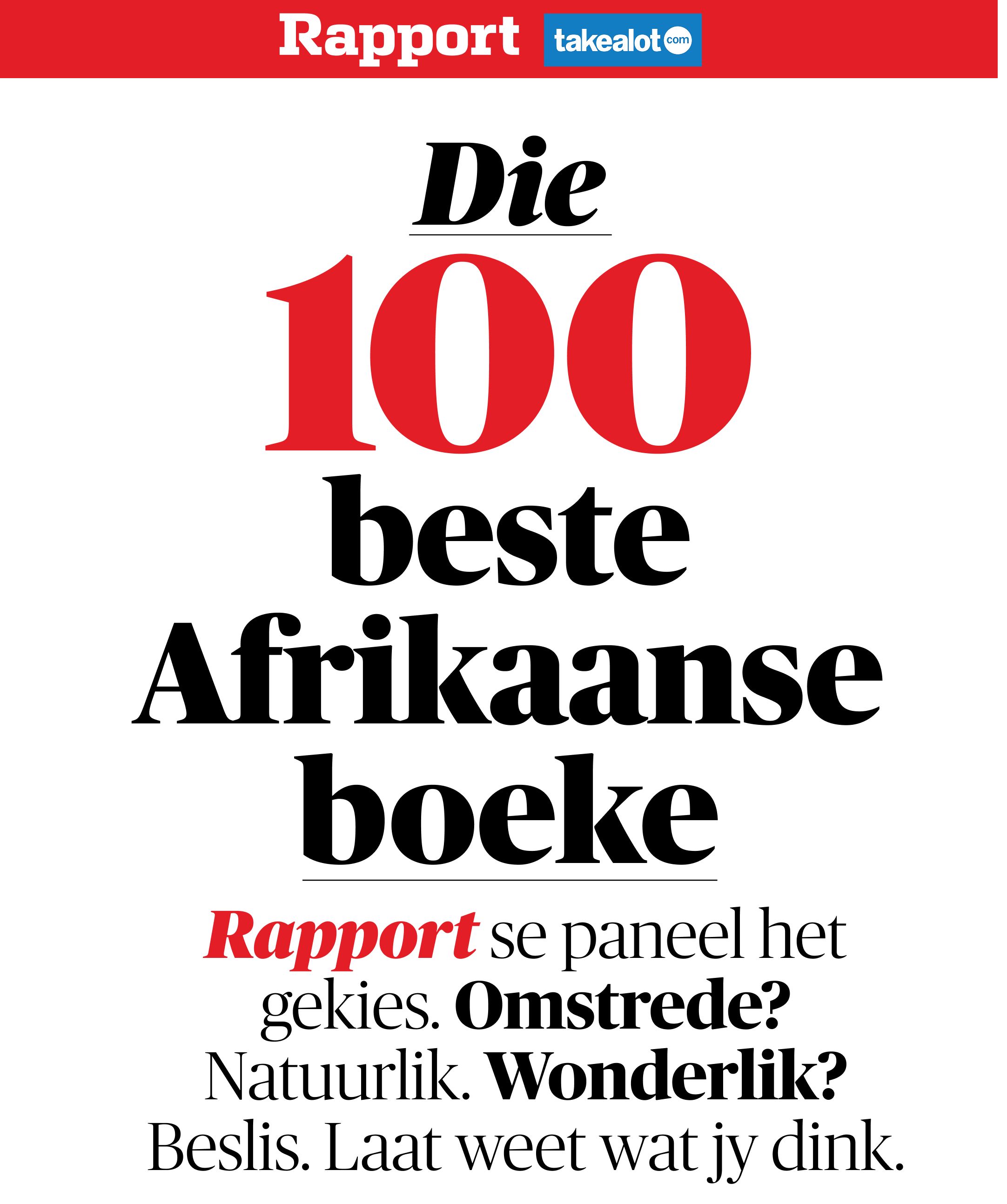 Rapport: Die 100 beste Afrikaanse boeke van die afgelope 100 jaar